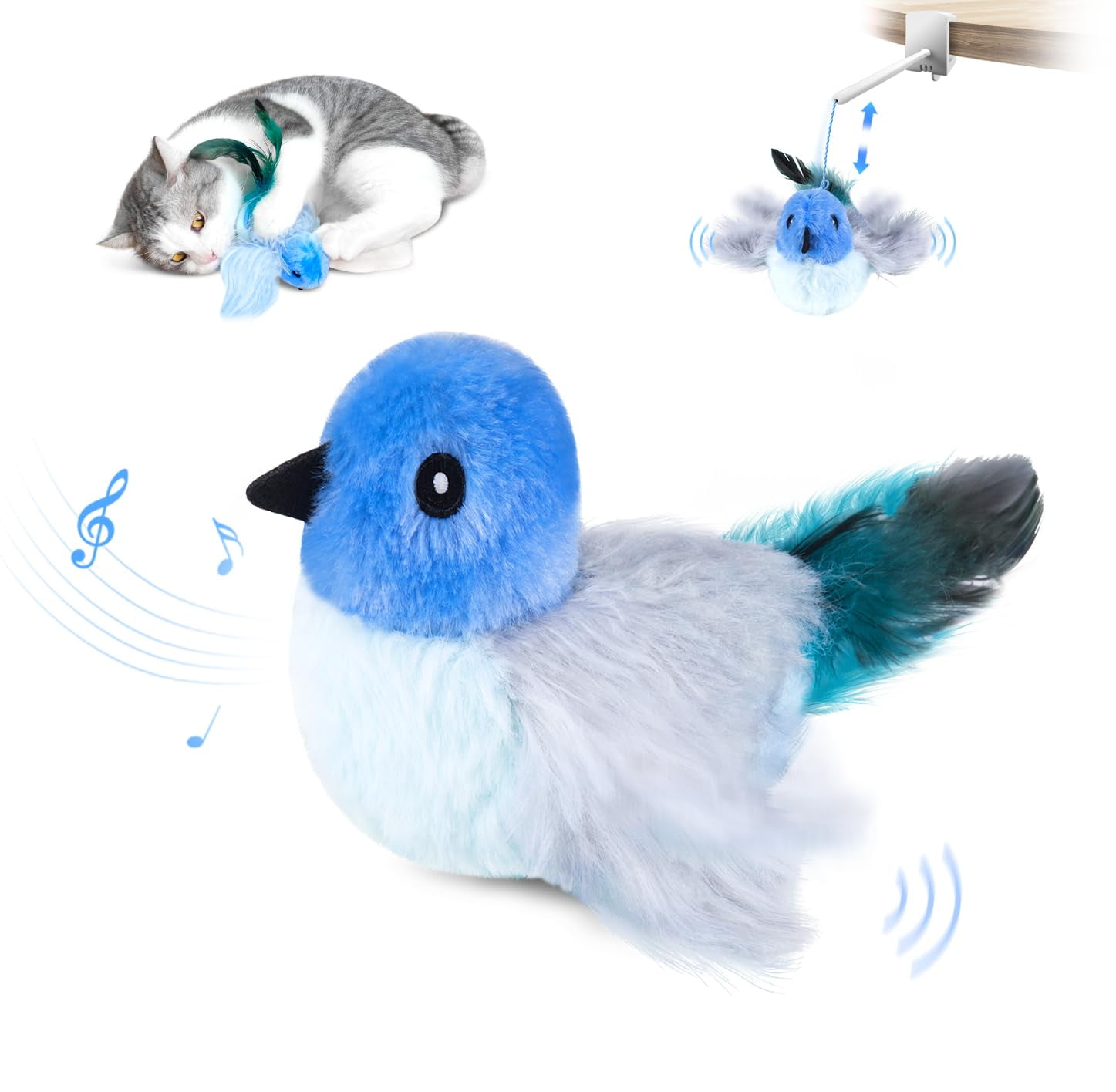 Migipaws Cat Toys,Interactive Lifelike Robin Flying Flapping Bird with ...