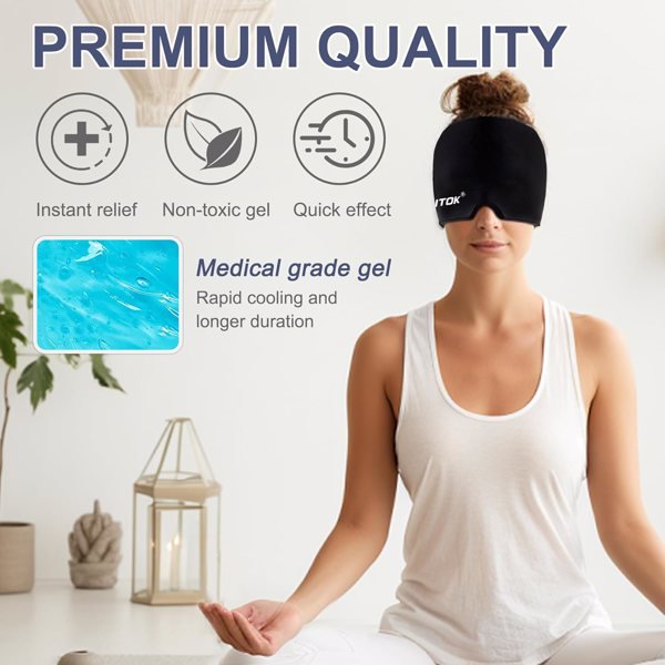 Migraine Headache Relief Cap, Gel lce Head Wrap for Tension and Stress ...