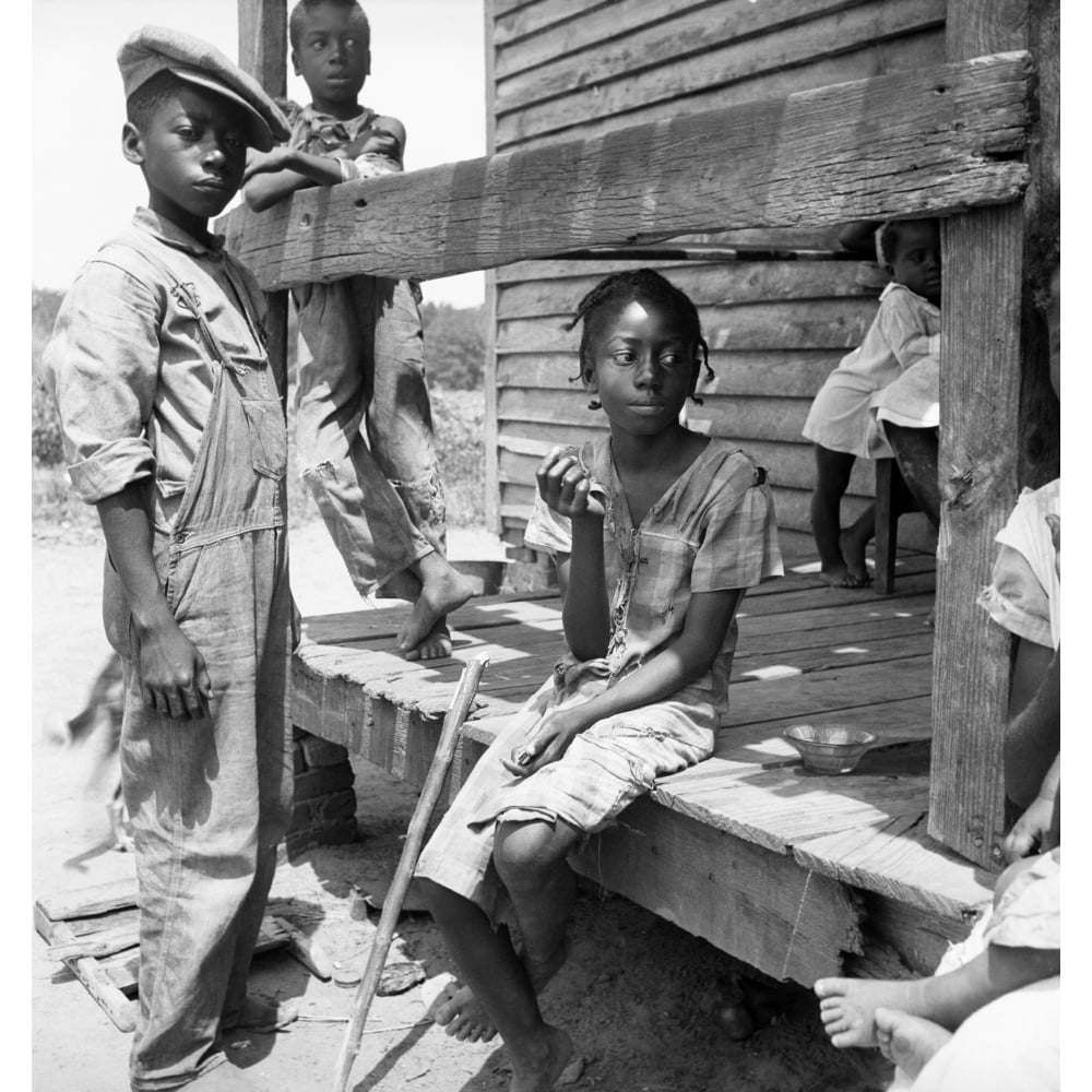 Migrant Children 1936. Nafrican American Children Sitting On Porch Of A ...