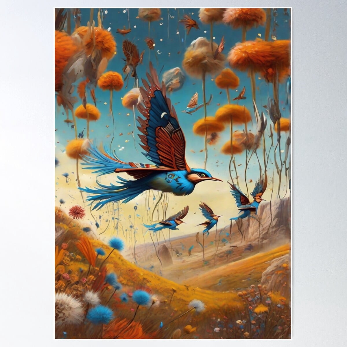 Migrating Birds Poster Wall Art, Modern Wall Decor For Living Room ...