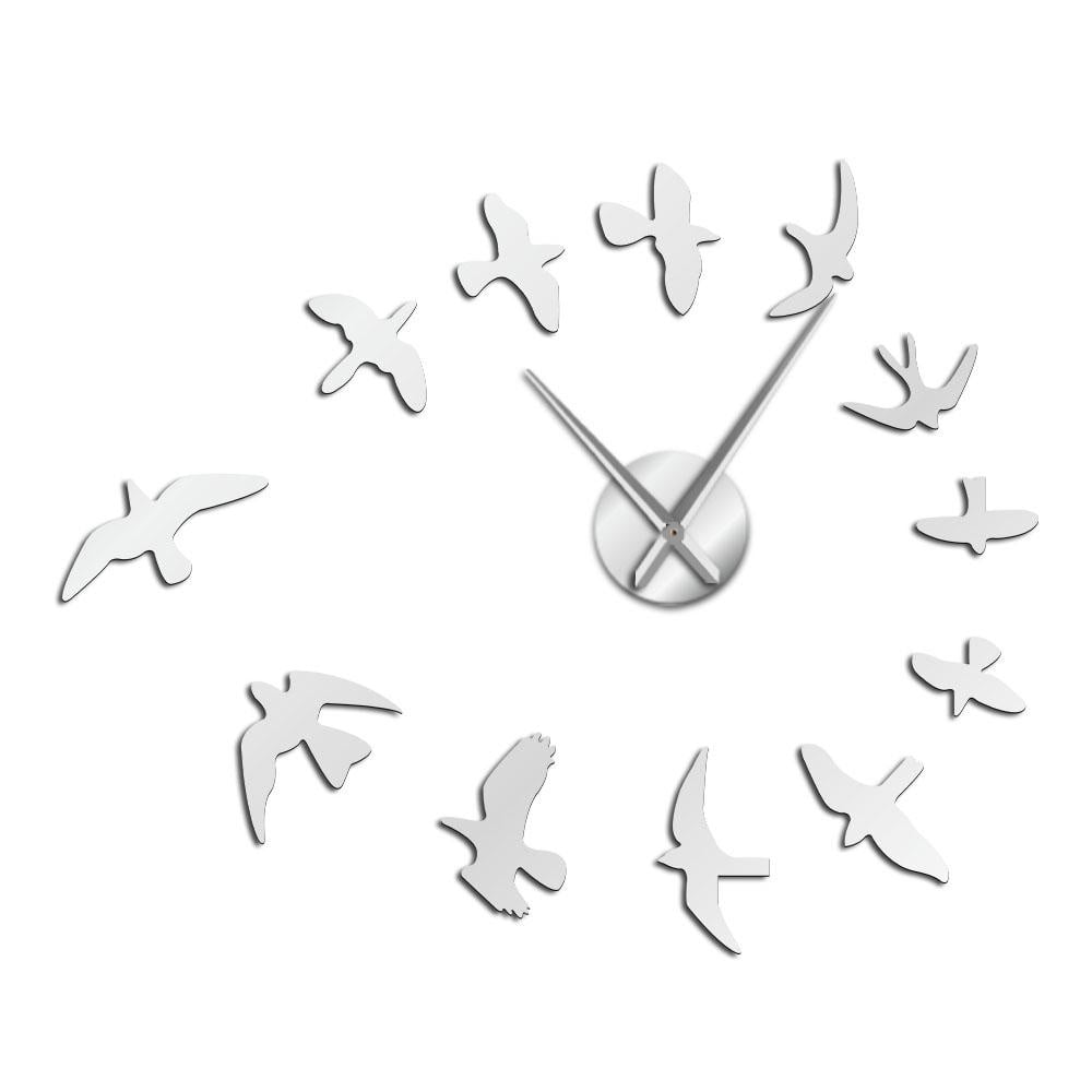 Migratory Bird Swallow Silhouette Frameless Wall Clock Stickers, DIY ...