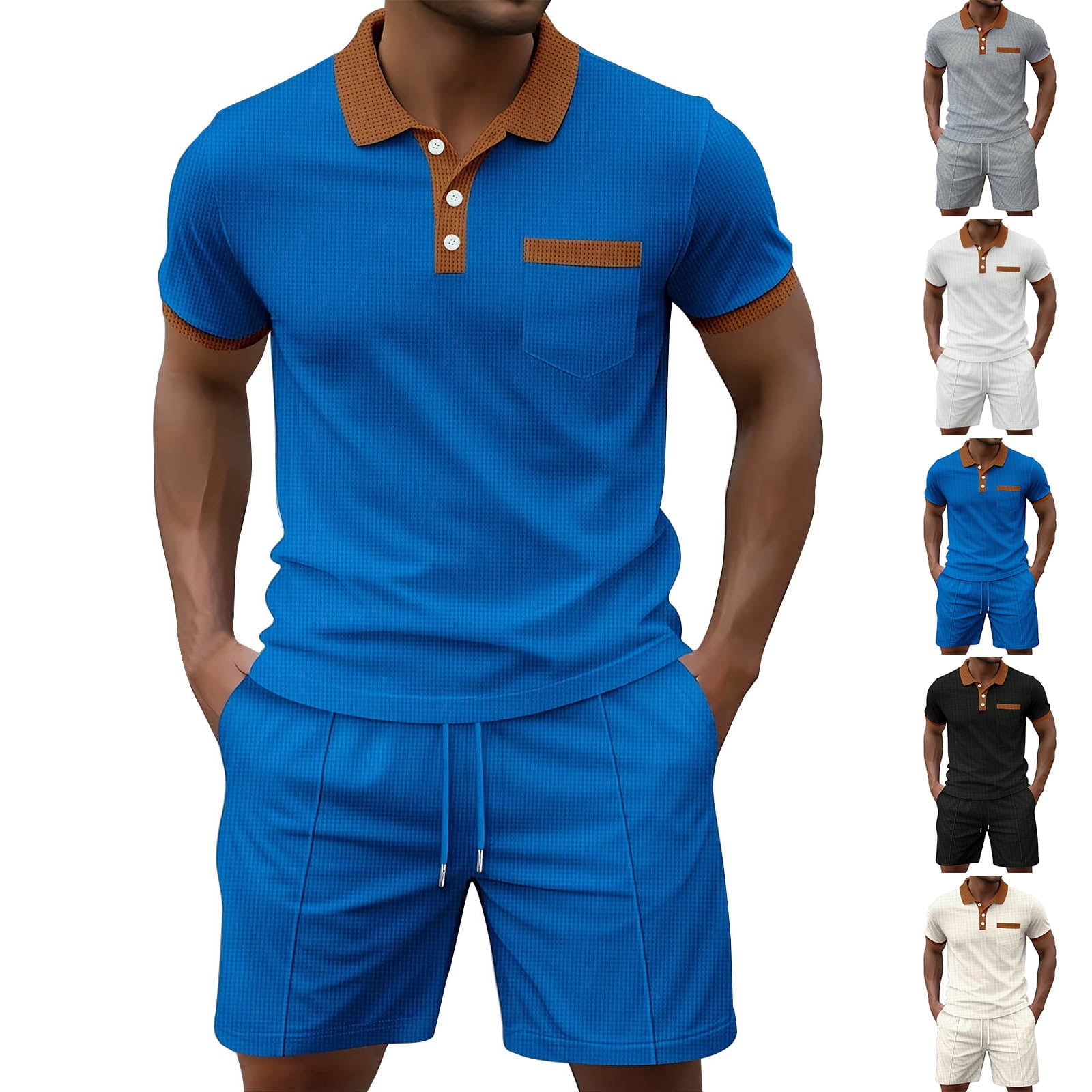 Migroa Men's 2 Piece Outfits Summer Beach Short Sleeve Shirts Casual ...