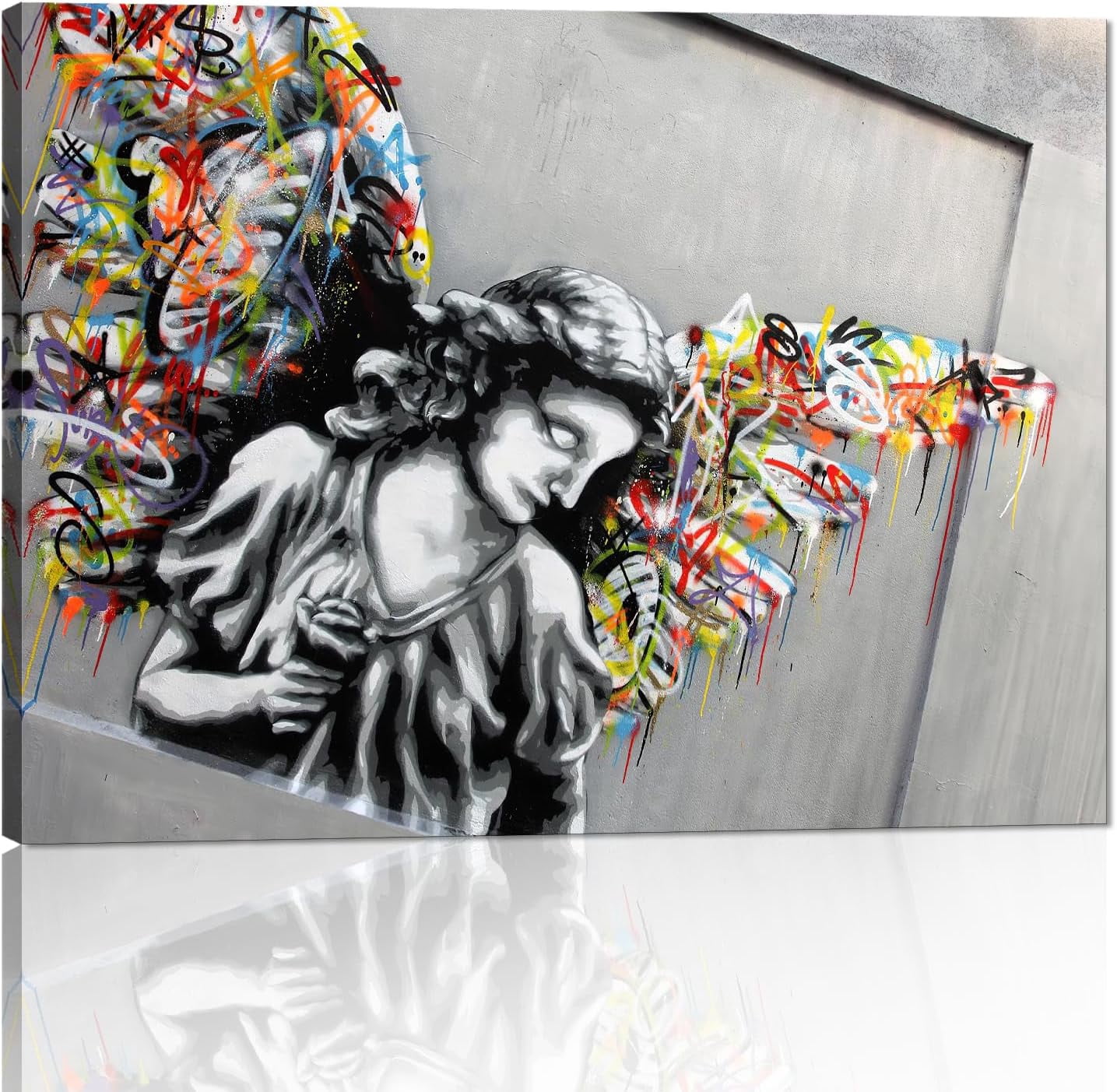 Miguel-Banksy Graffiti Canvas Painting Picture Art Print Angel Graffiti ...