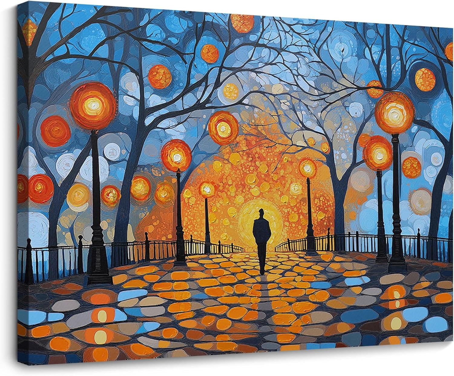 Miguel Blue Canvas Wall Art, Abstract Night Scene Street Lights Wall ...