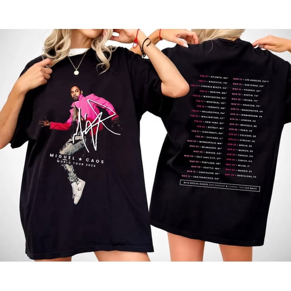 Miguel CAOS Tour Shirt Front & Back Design Included T-shirt Sizes S-5XL ...