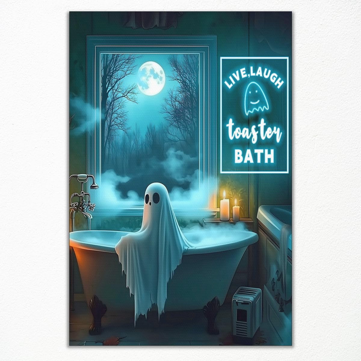 Miguel-Live Laugh Toaster Bath Ghost Poster,Funny Bathroom Canvas Wall ...