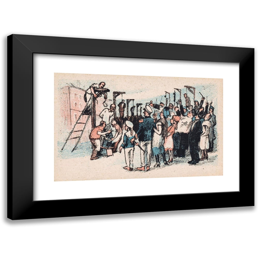 Mihály Biró 14x11 Black Modern Framed Museum Art Print Titled - Several People Are Hung Publicly ...
