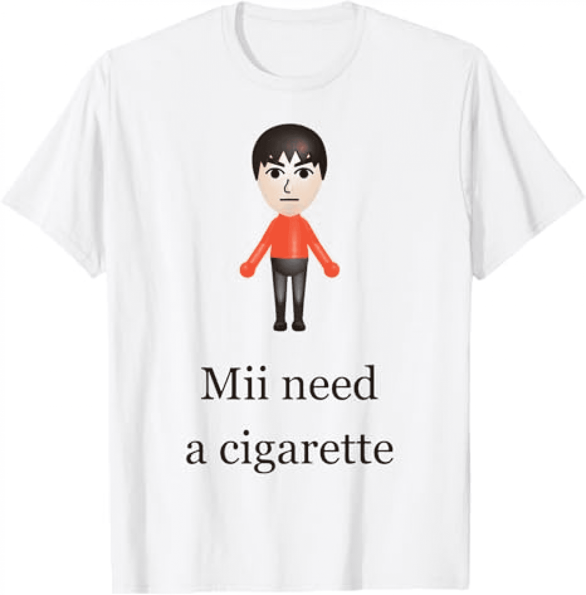 Mii Need A Cigarette Graphic Men's T-Shirt, Crew Neck Short Sleeve ...