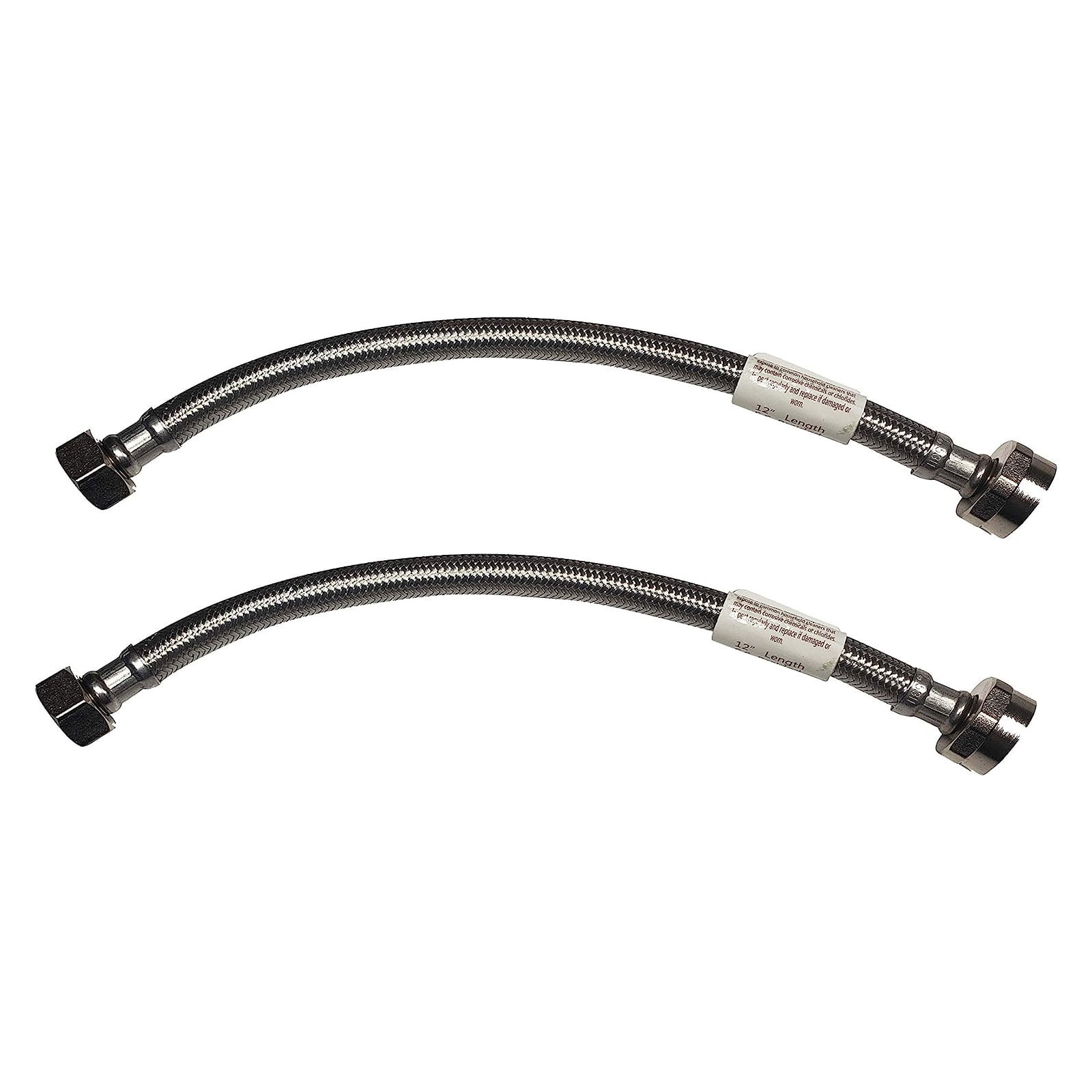 Miiflex 12" Stainless Steel Braided Toilet Supply Line 2 Pack (1/2 FIP ...