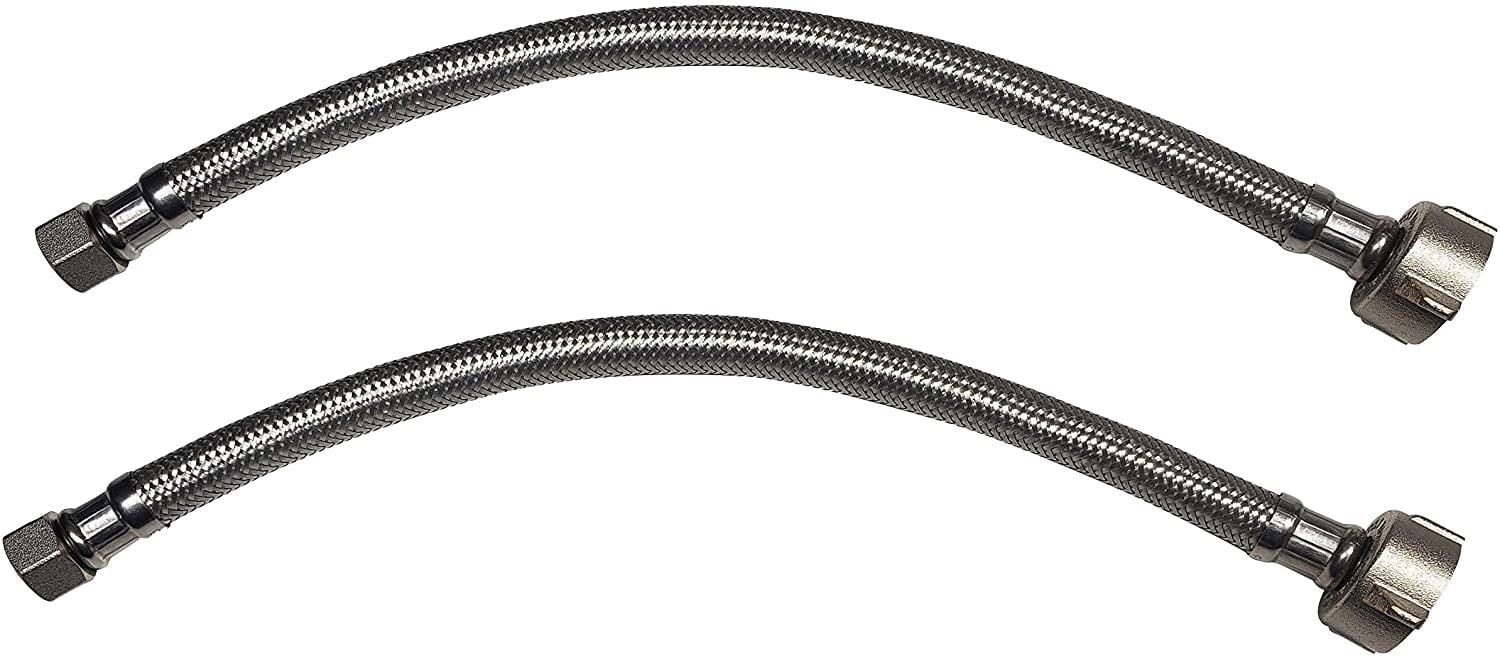 Miiflex 12" Stainless Steel Braided Toilet Supply Line 2 Pack (3/8 COMP ...