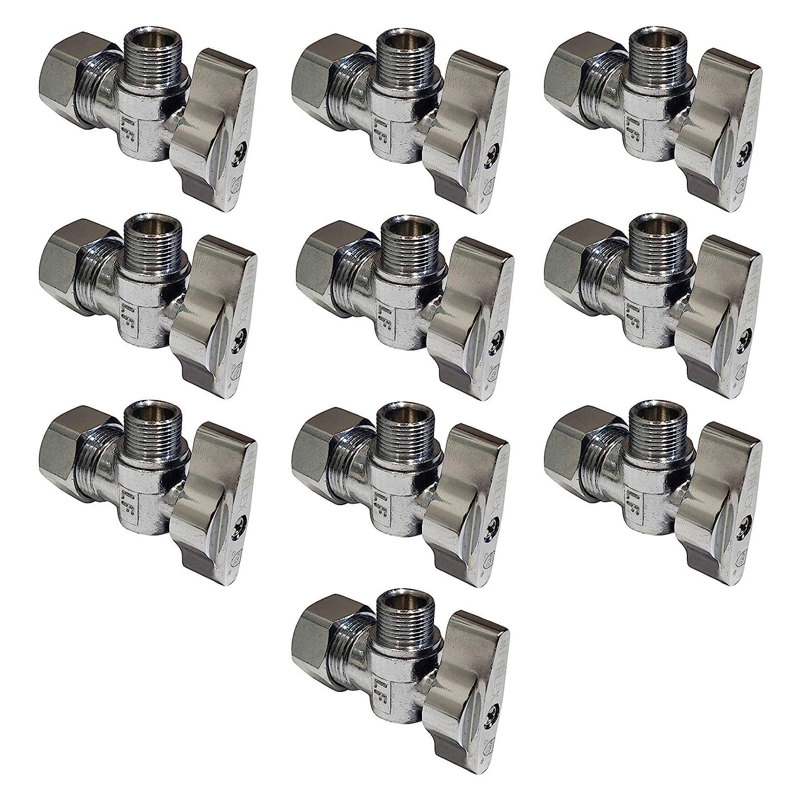 Miiflex Heavy Duty Chrome Plated Brass 1/4 Turn Angle Stop Valve 1/2 ...