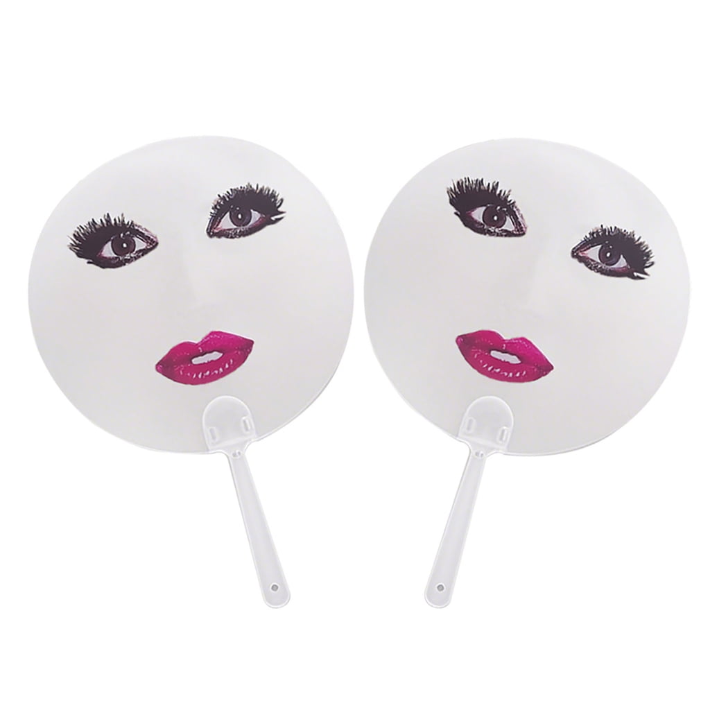 Miiottaa 2Pcs Big Eye and Red Lip Handheld Fan Portable Handheld ...