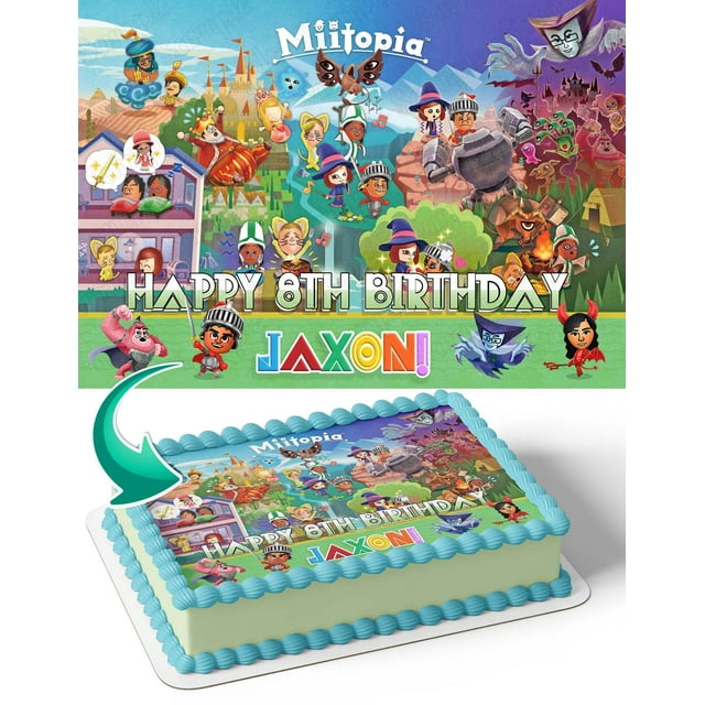 Miitopia Nintendo Edible Image Cake Topper Personalized Birthday Sheet ...
