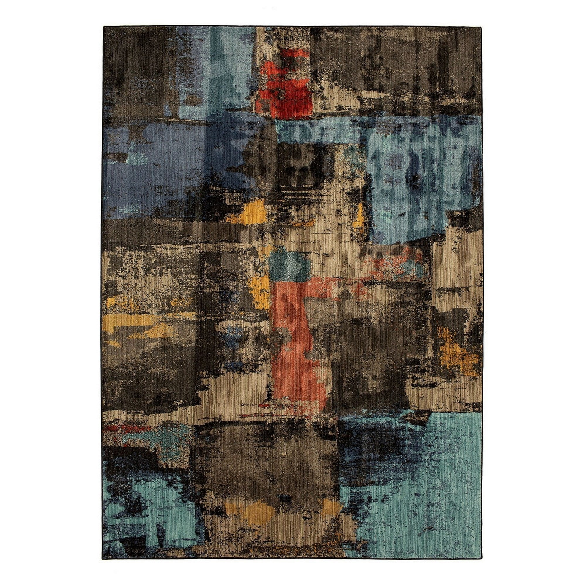 Mik 5 x 7.5 Medium Polyester Area Rug, Brilliant Multicolor Paint ...