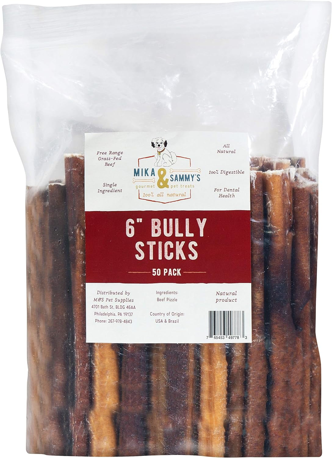 Mika & Sammy's 6 Inch Regular All Natural Bully Sticks for Small ...