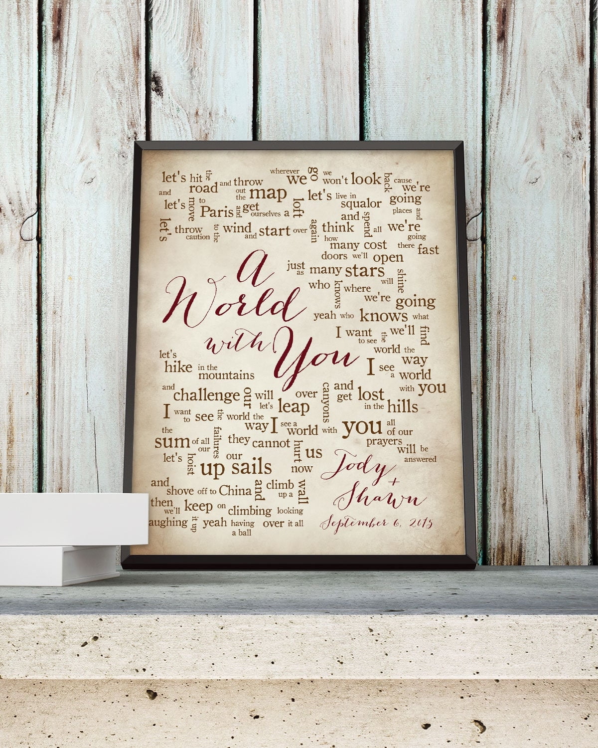 MikaMY A World With You - Wedding Song Lyrics Wall Art, Perfect Wedding ...