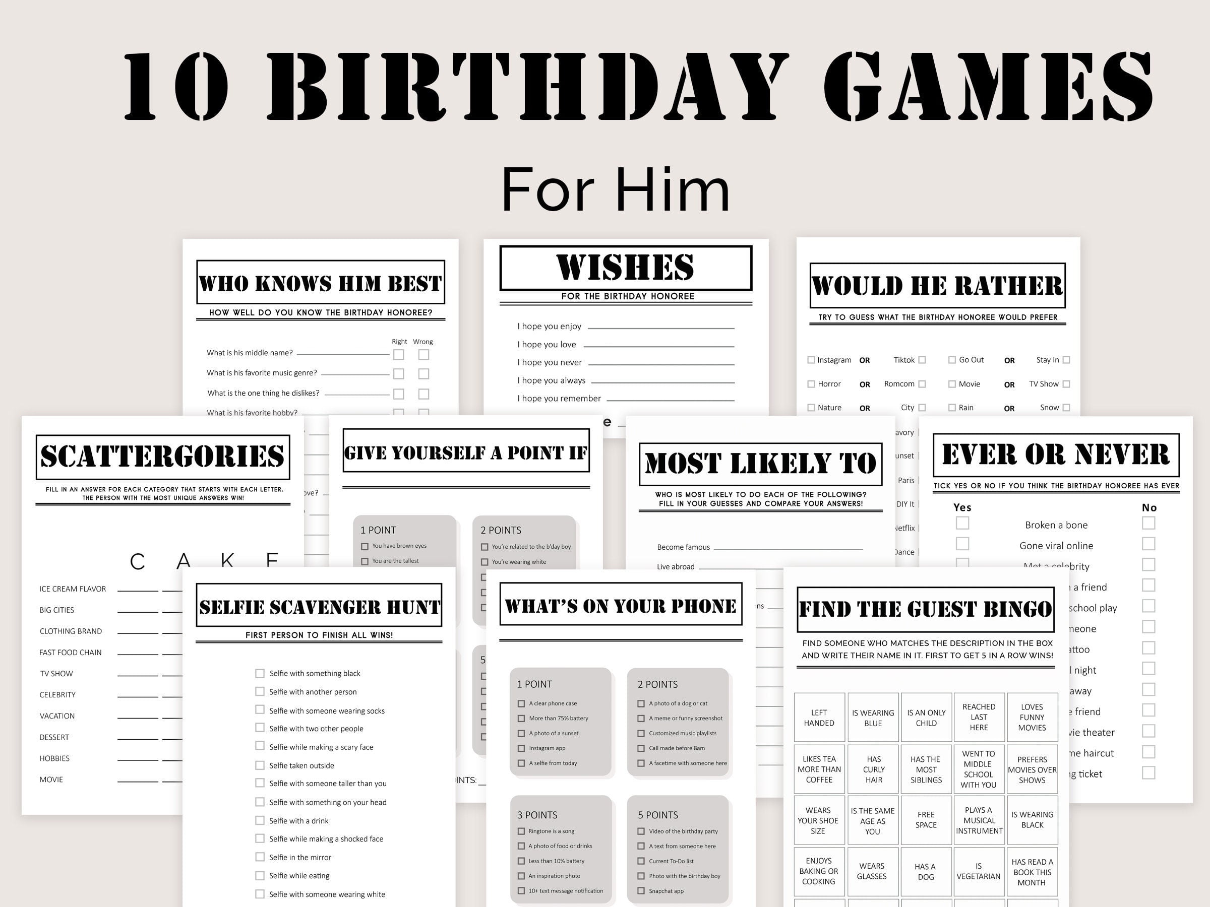 MikaMY Birthday Games for Him Birthday Party Games for Men Game Bundle ...