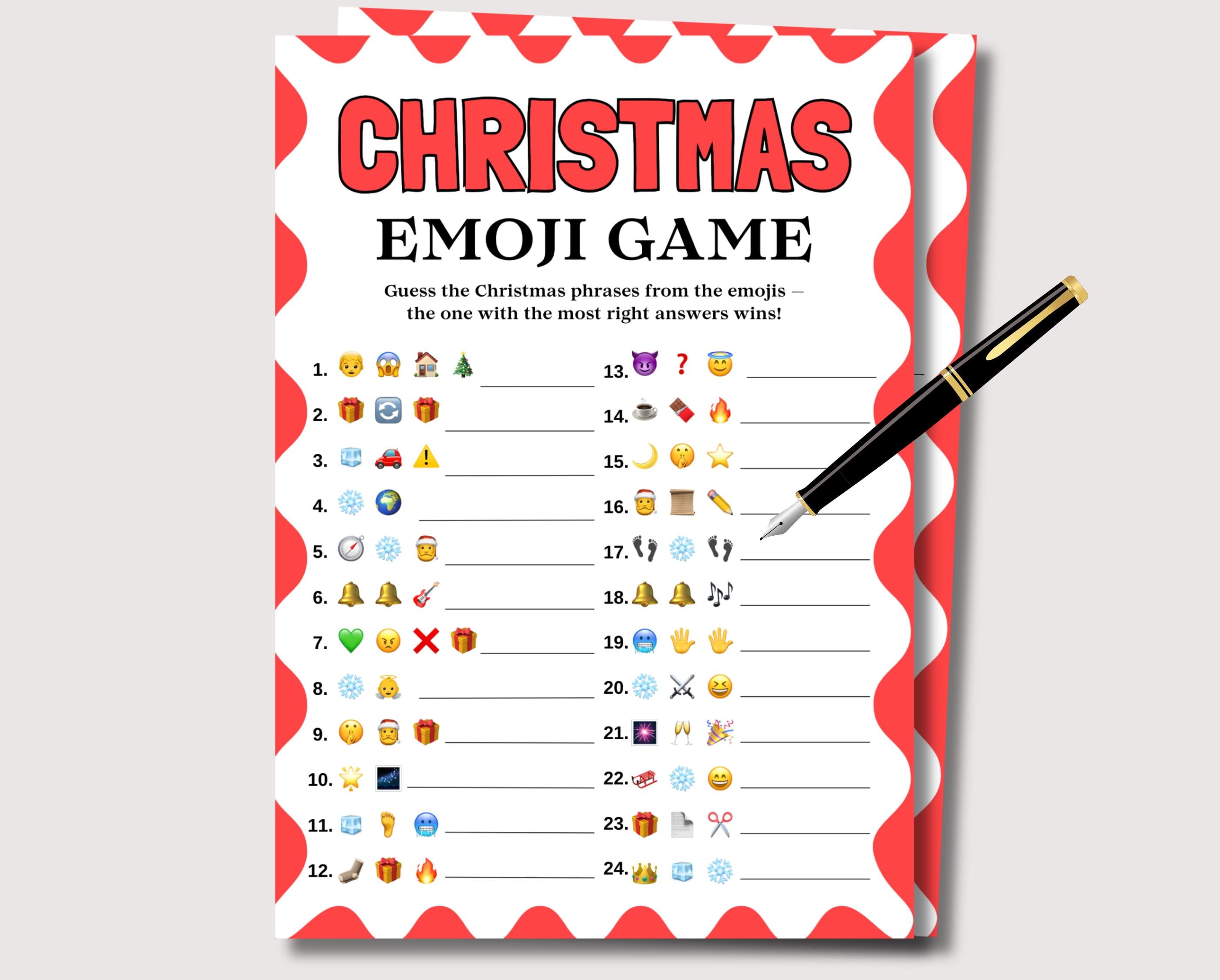 MikaMY Christmas Emoji Game, Fun Printable Christmas Game , Christmas ...