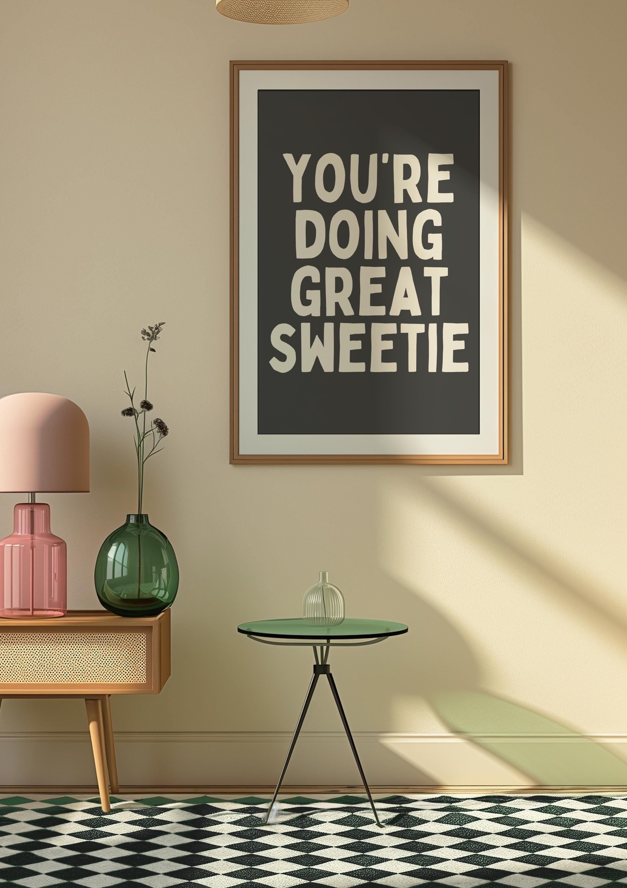 MikaMY Doing Great Sweetie Motivational Unframed Poster Typographic ...