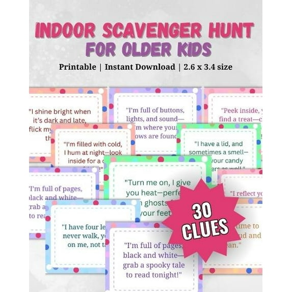 MikaMY Indoor Scavenger Hunt Printable, Teen Party Game, Riddle Clue Cards, Treasure hunt with ...