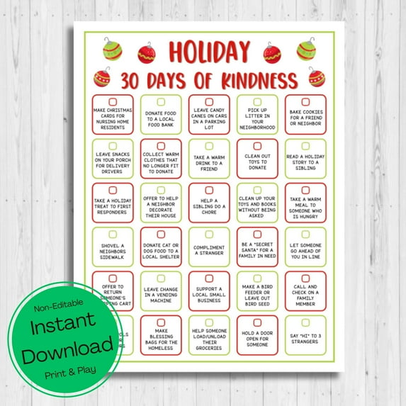 MikaMY Printable Version Christmas 30 Days Of Kindness Printable ...