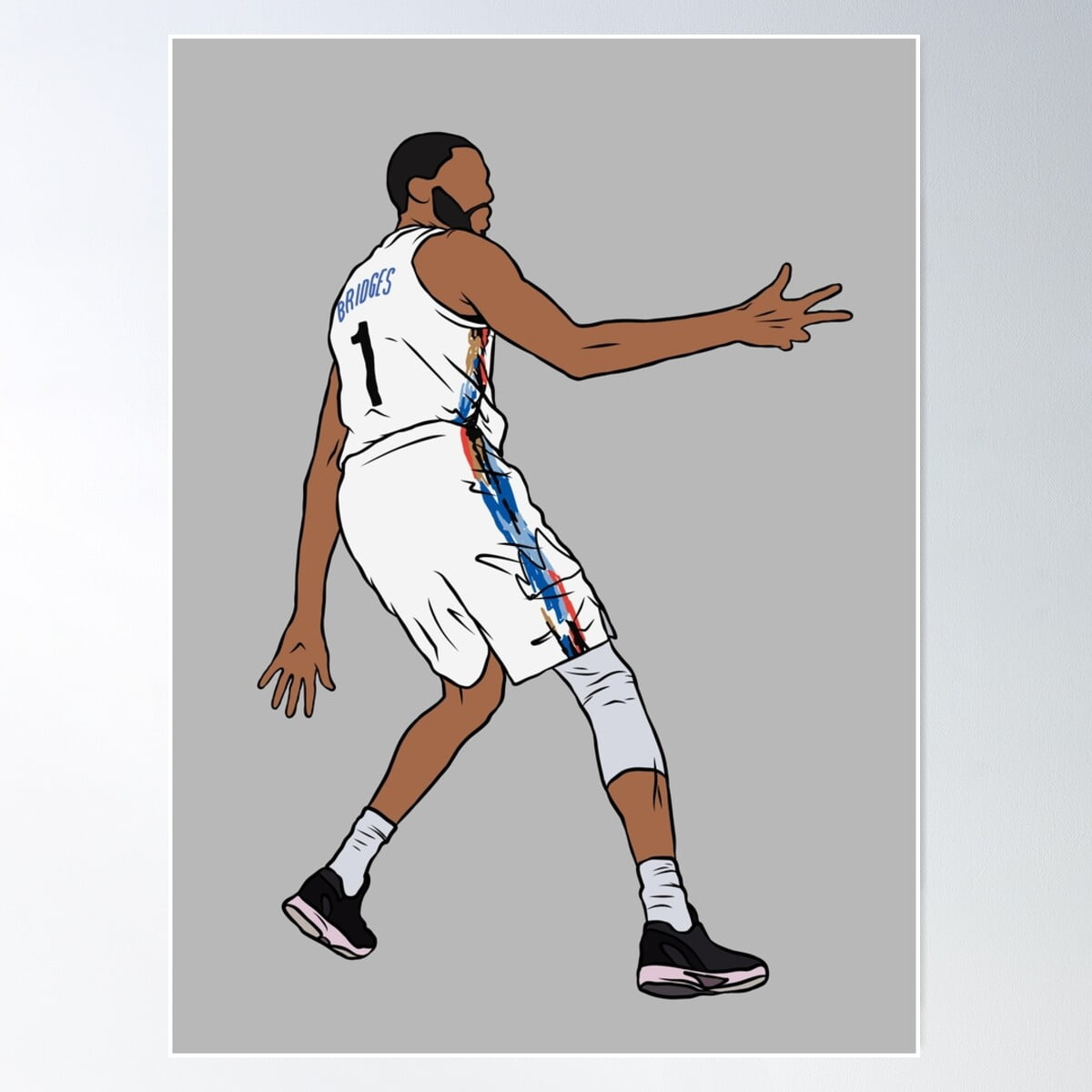 Mikal Bridges 3 Point Celebration (Brooklyn) Poster Wall Art, Modern ...