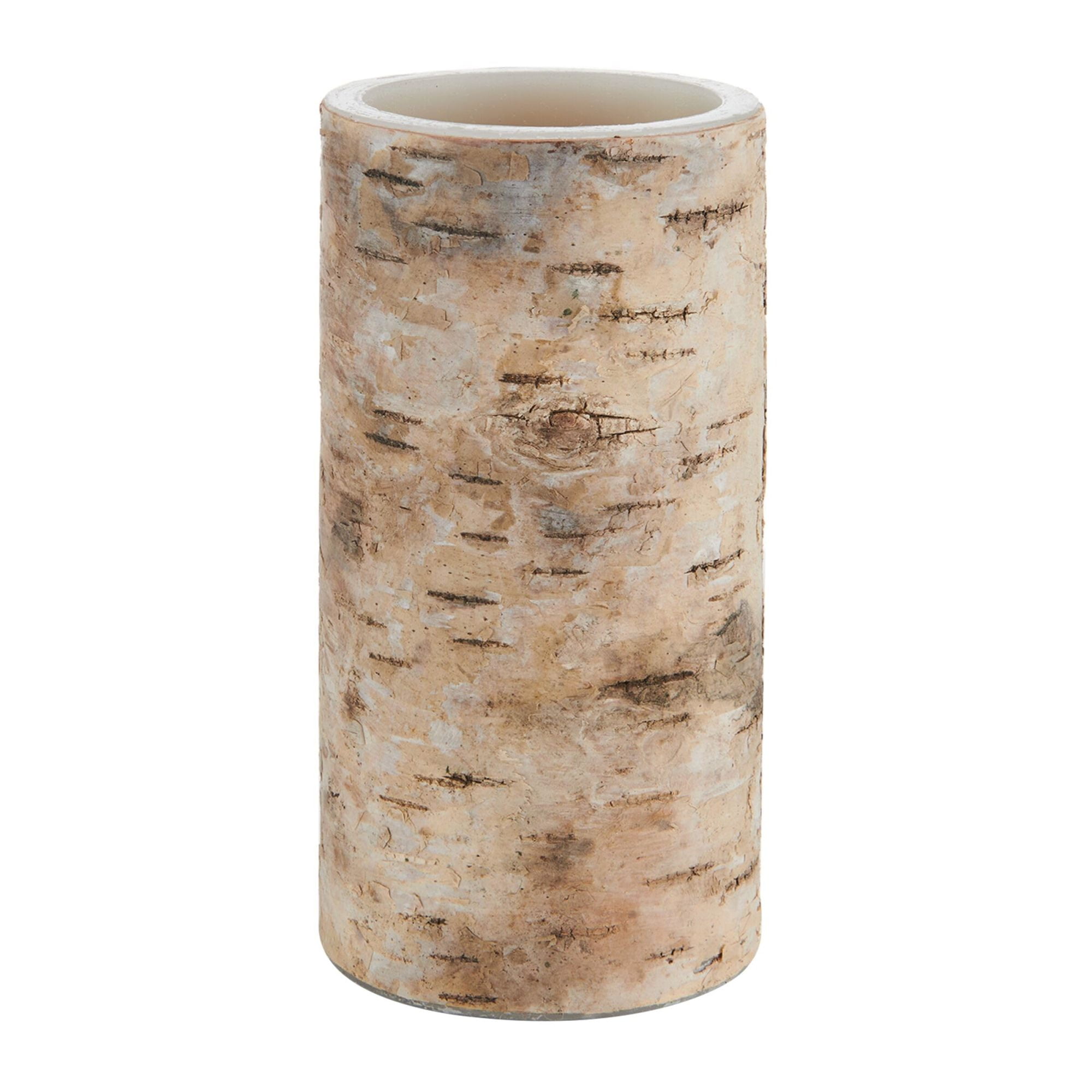 Mikasa Birch LED Wax Pillar Candle with Flickering Flame - Real Wax ...