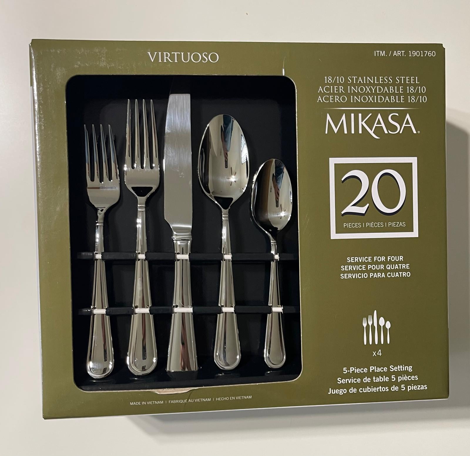 Mikasa Virtuoso 20-Piece Flatware Set, Forged Premium Stainless Steel ...