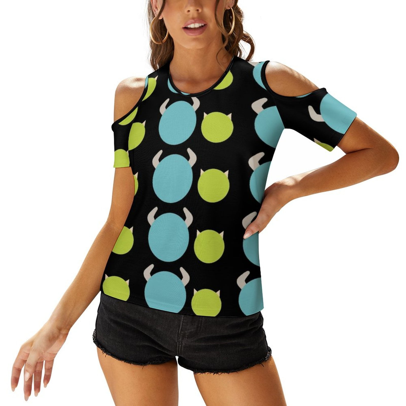 Mike And Sully Women Zipper Sexy Printed Vintage T Shirts Tops Full ...