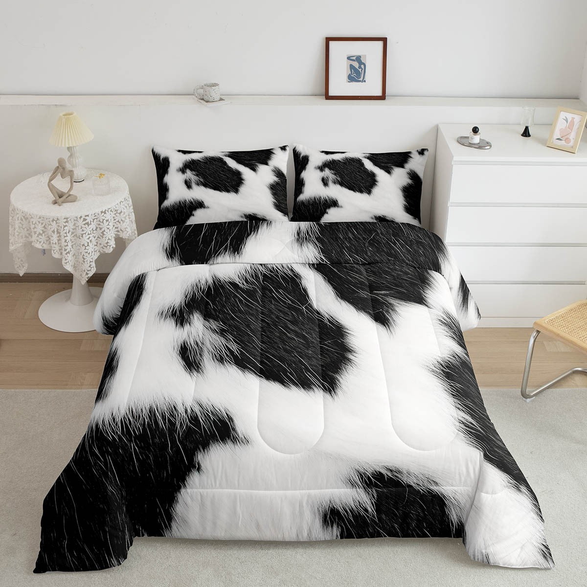 Mike Cow Print Bedding Set Teens Adults,Farmhouse Cowhide Comforter Set ...