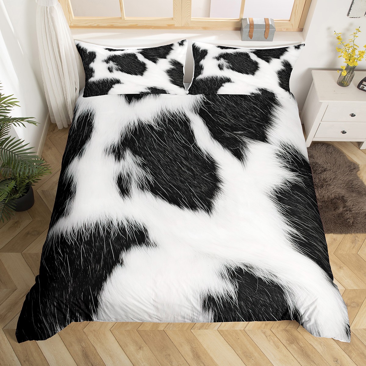 Mike Cow Print Bedding Set for Teens Adults,Farmhouse Cowhide Duvet ...