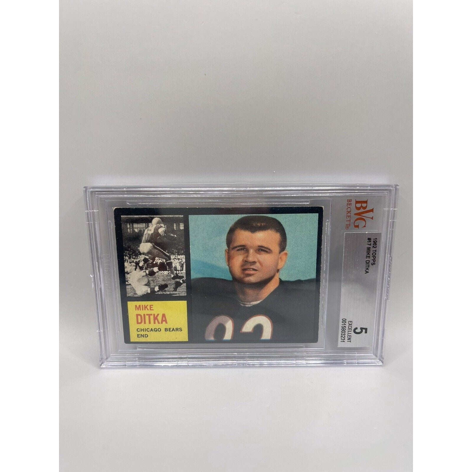 Mike Ditka 1962 Topps #17 Rookie Card Beckett BVG 5 Excellent Bears HOF ...