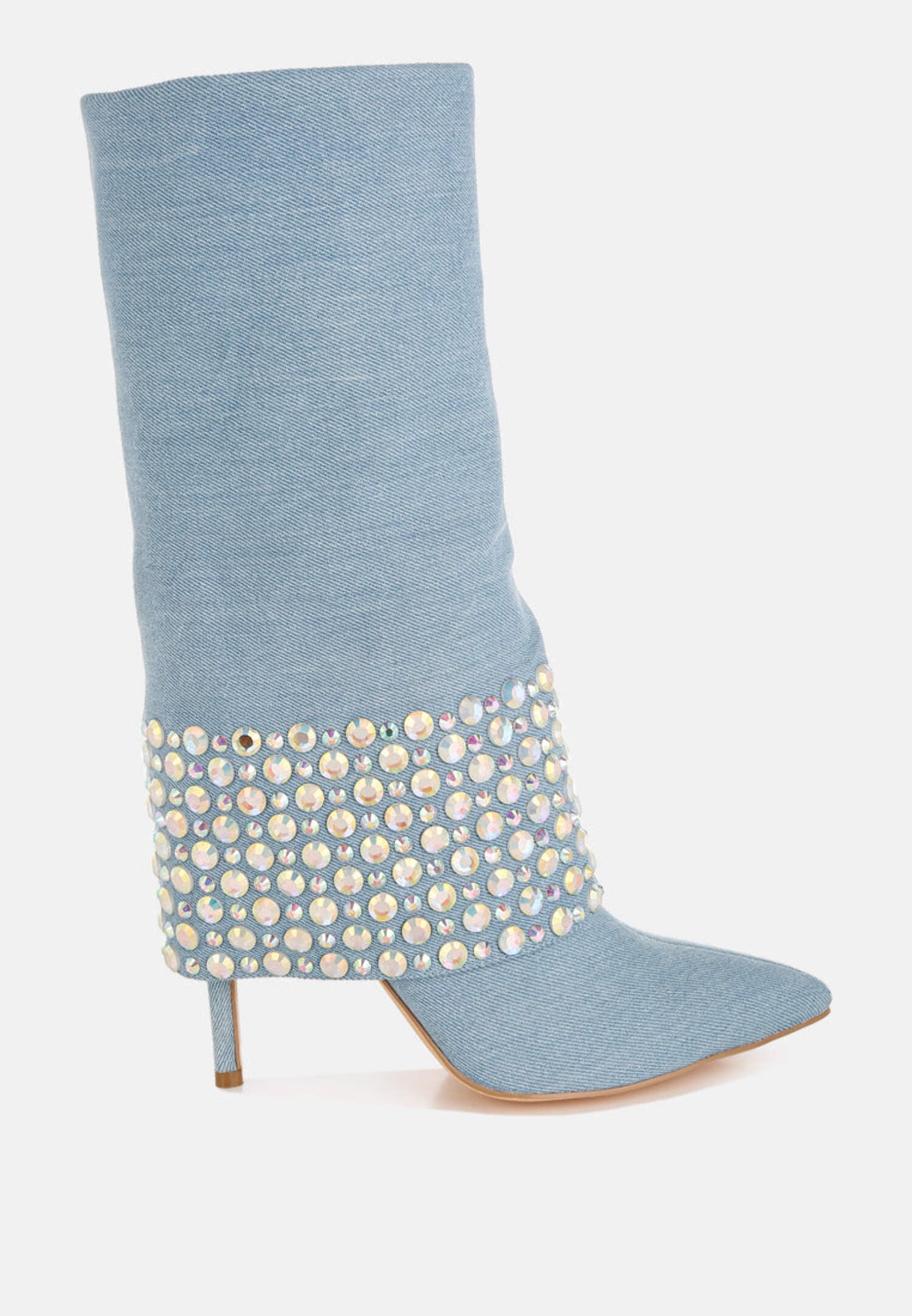 Mike Drop Diamante Rhinestones Denim Boots - Walmart.com