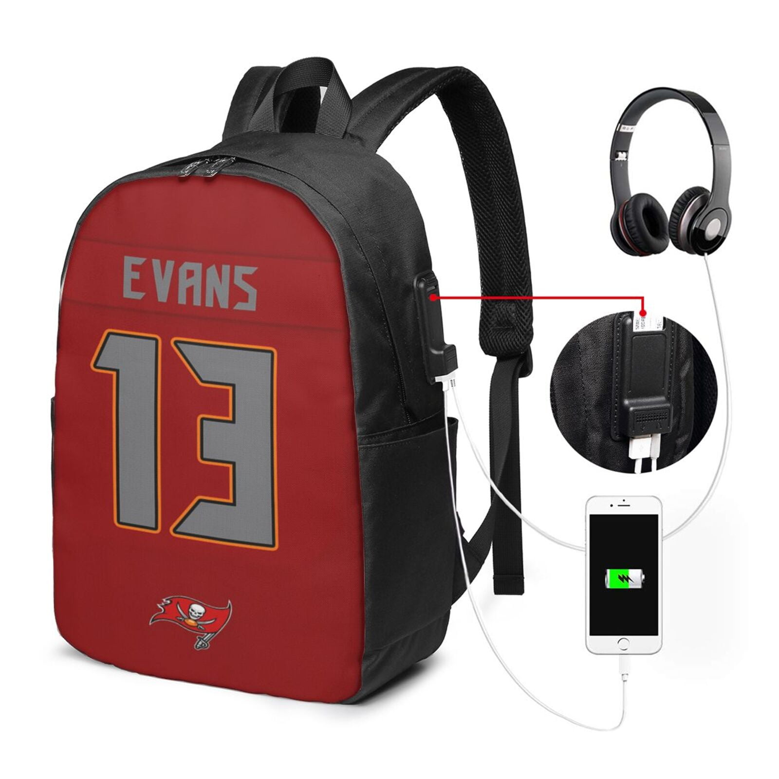 Mike Evans Custom Laptop Backpack, Football Team Logo Fan Backpack ...
