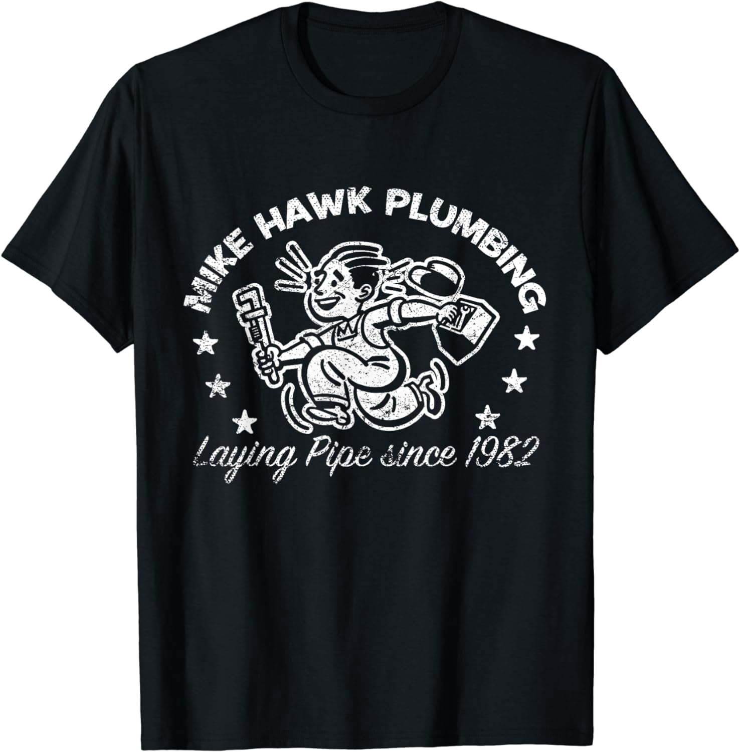 Mike Hawk Plumbing Laying Pipe T-Shirt Funny Adult Humor - Walmart.com