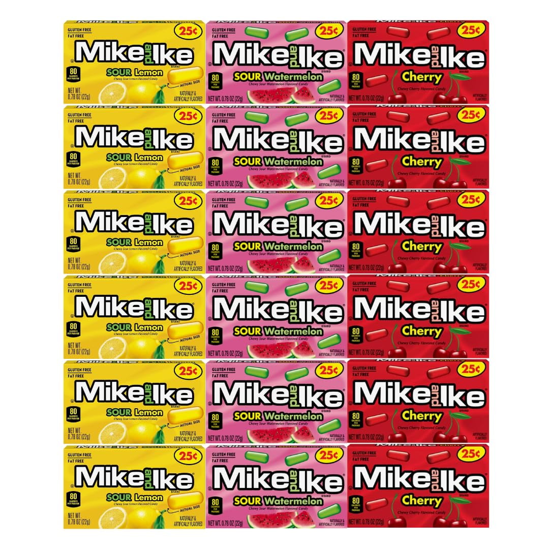 Mike and Ike Assorted Flavor Candy Variety Pack, Cherry, Sour ...