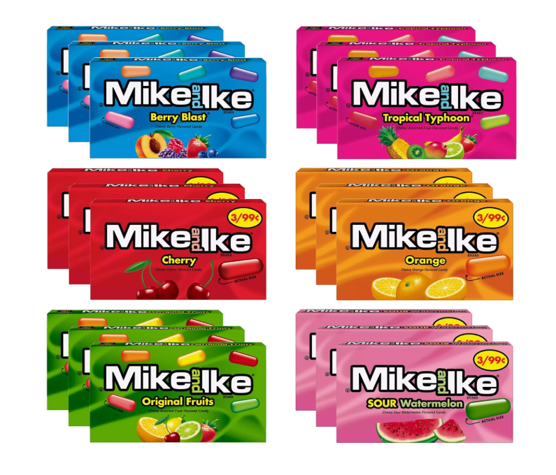 Mike & Ike Chewy Candy Variety Pack, Assorted Flavors Mini Box 0.78 ...