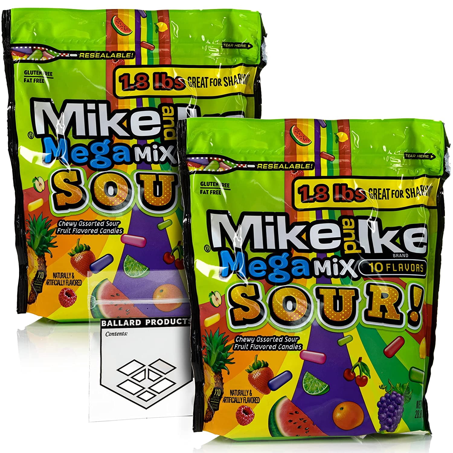 Mike and Ike MegaMix Sour Candy Bulk Pack of 2 Bags - 28.8 Ounce Each ...