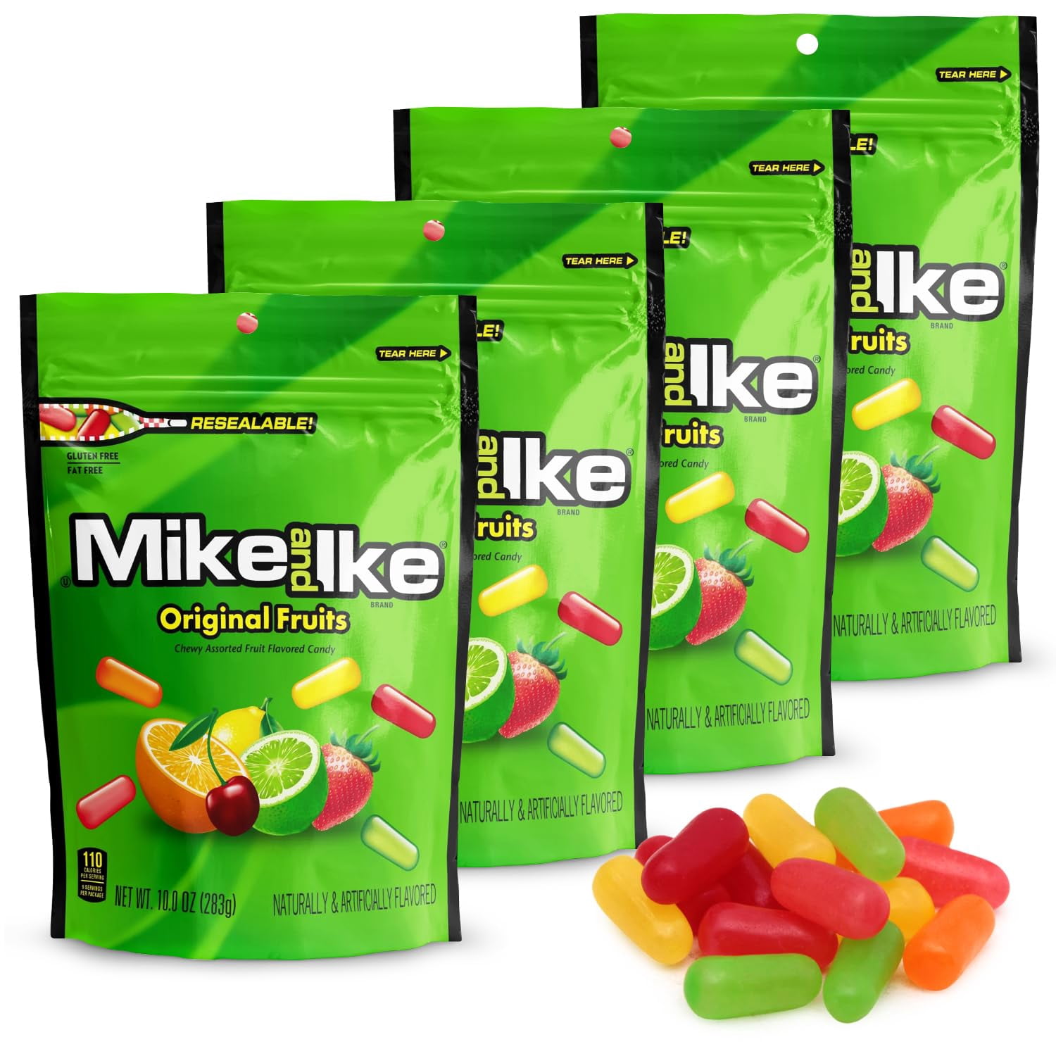 Mike and Ike Original ESF27 Fruits Candy, 4 Pack of Movie Theater Candy ...