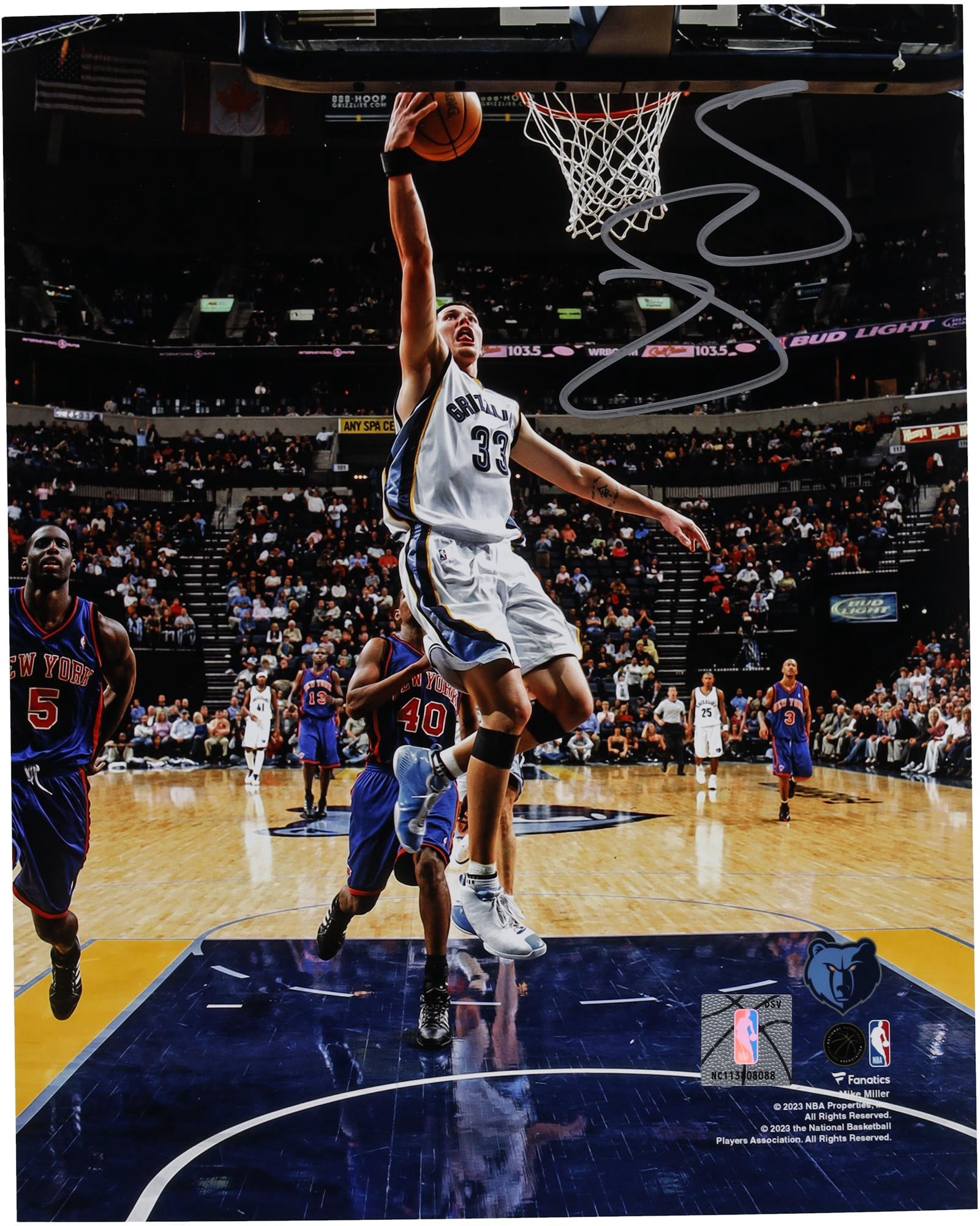 Mike Miller Memphis Grizzlies Autographed 8" x 10" Layup Vs. New York ...