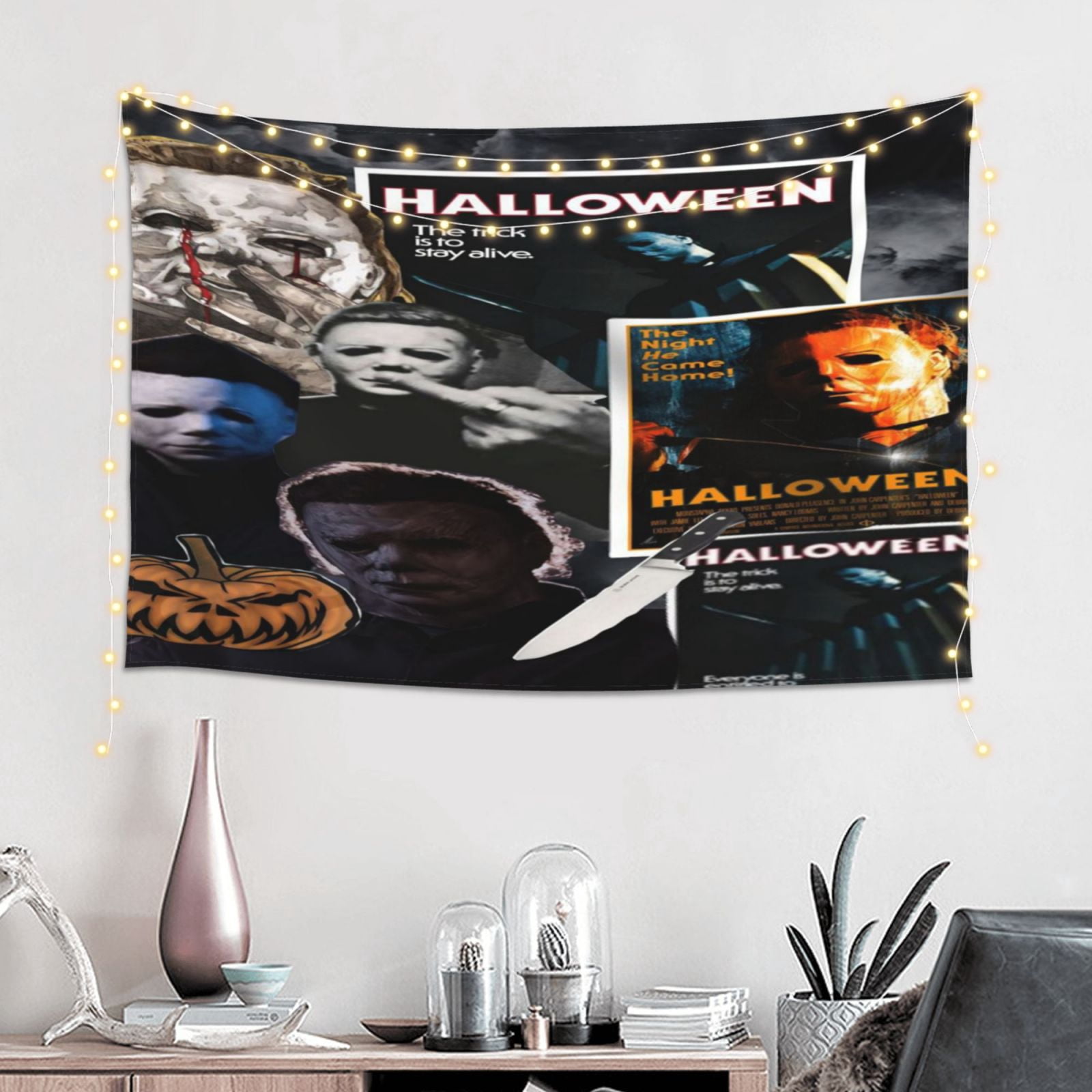 “Mike Myers Halloween Tapestry – Spooky Slasher Movie Wall Hanging ...