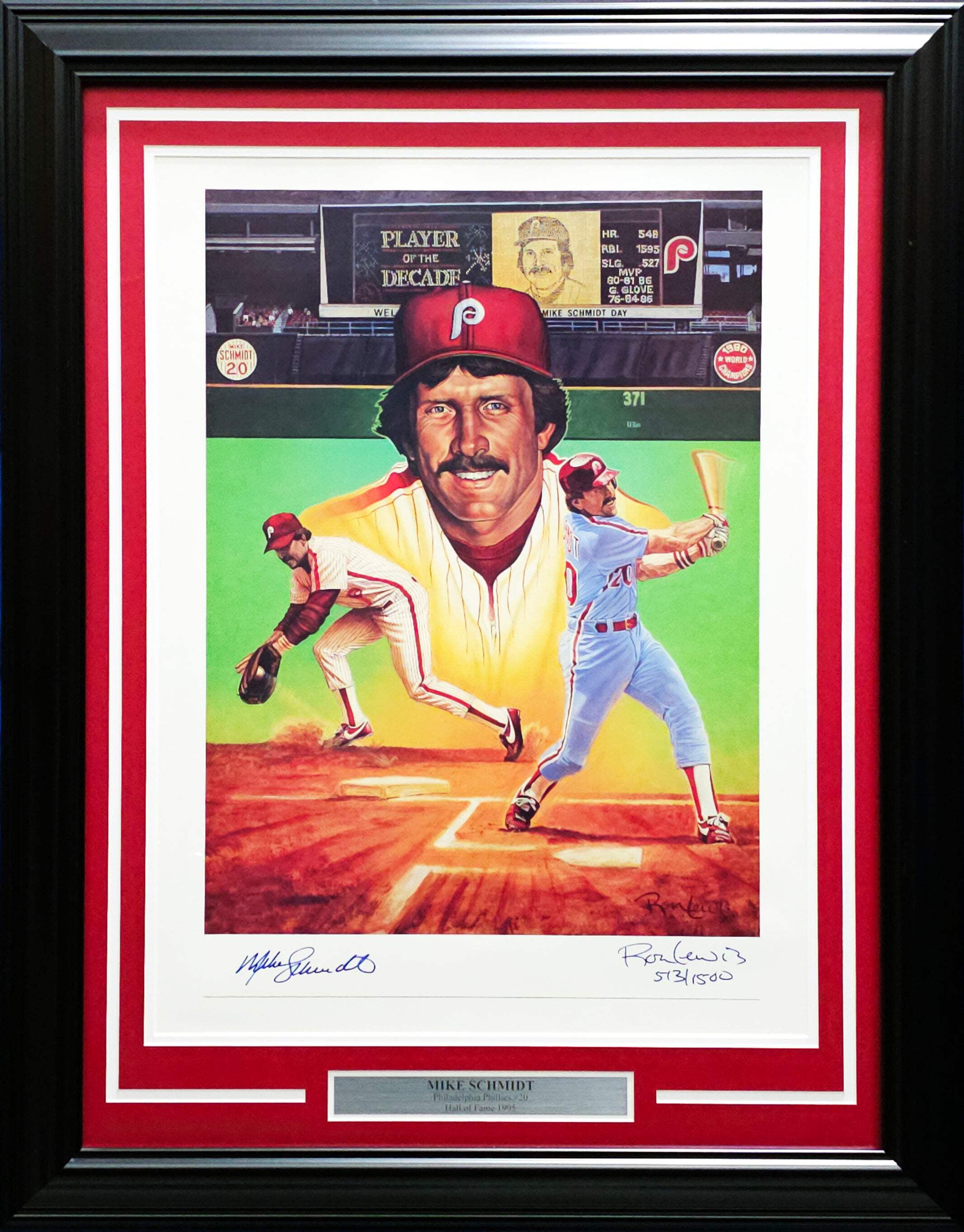 Mike Schmidt Autographed Framed 18x24 Lithograph Photo Philadelphia ...