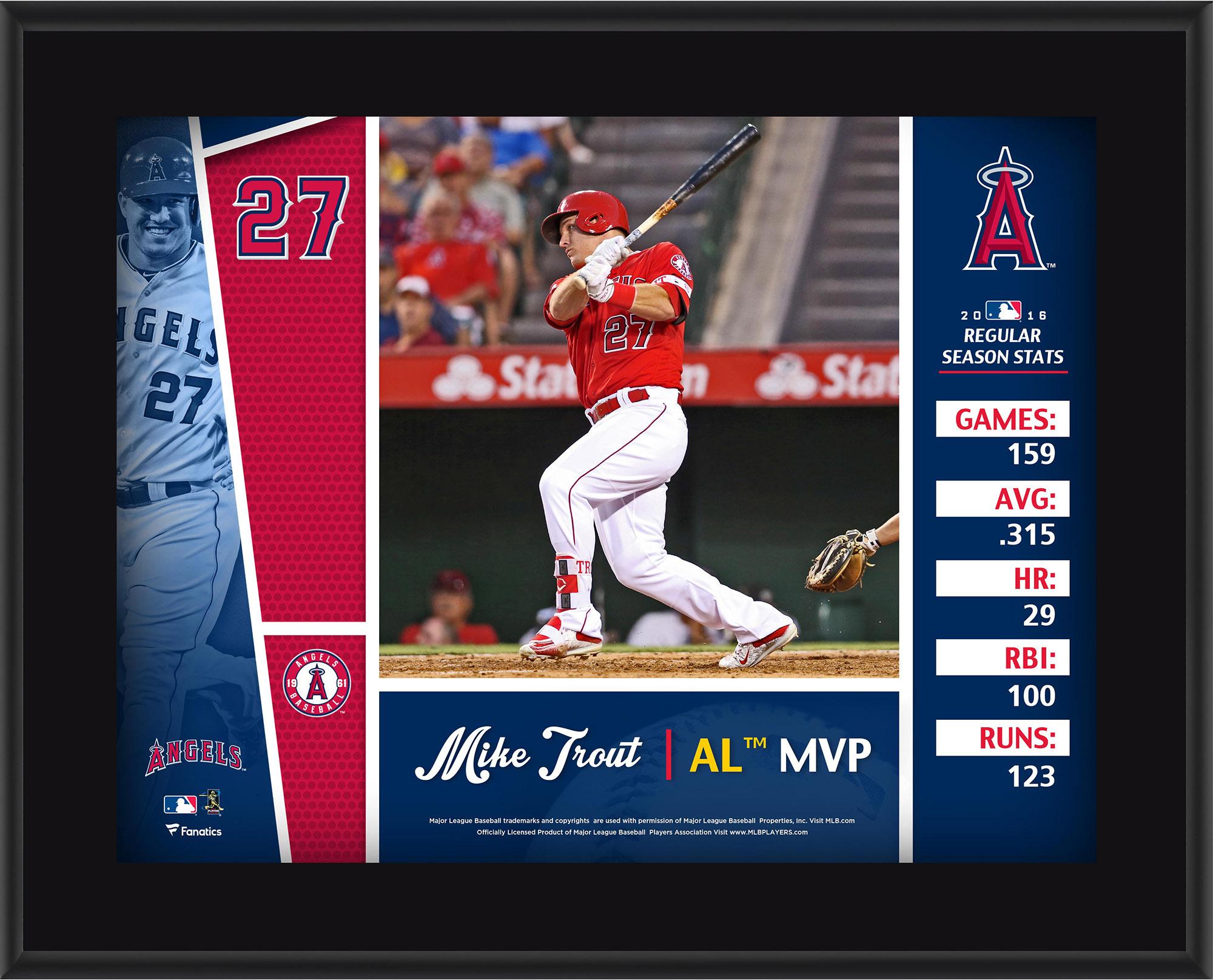 Mike Trout Los Angeles Angels 10.5" x 13" 2016 American League MVP ...