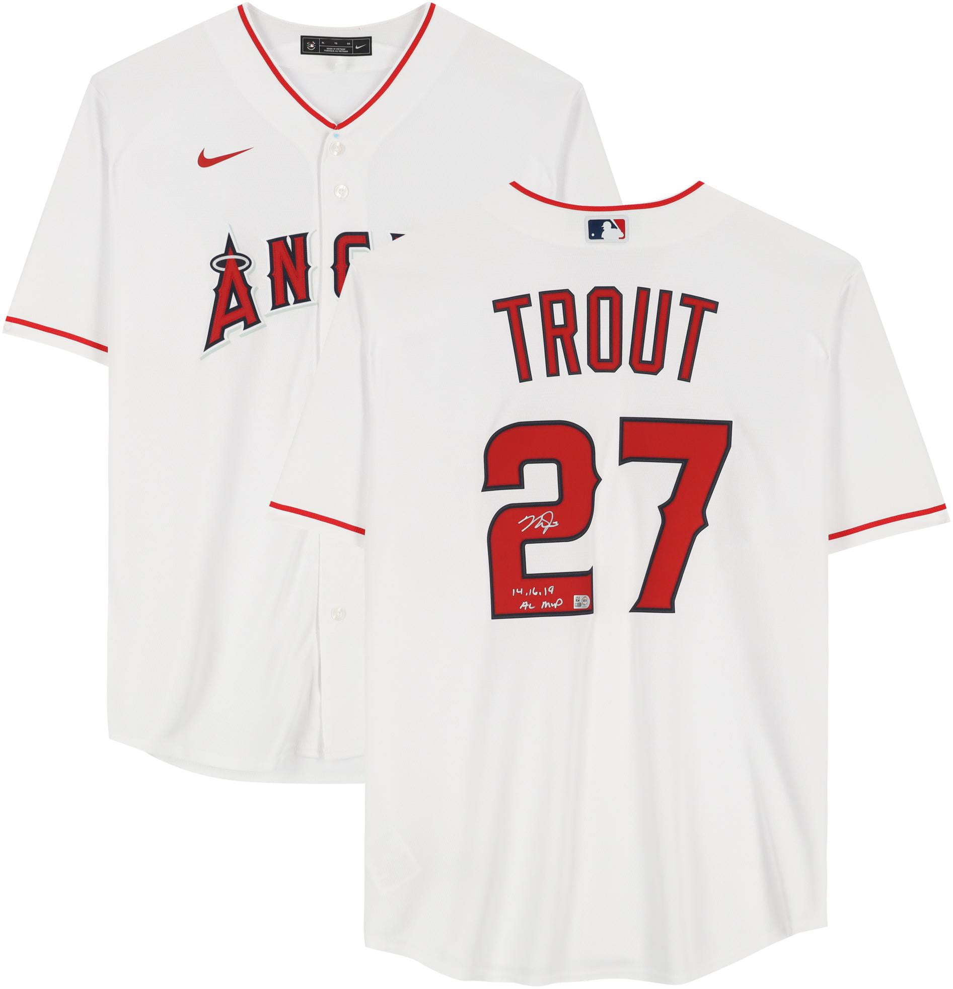 Mike Trout Los Angeles Angels Autographed White Replica Jersey with "14 ...