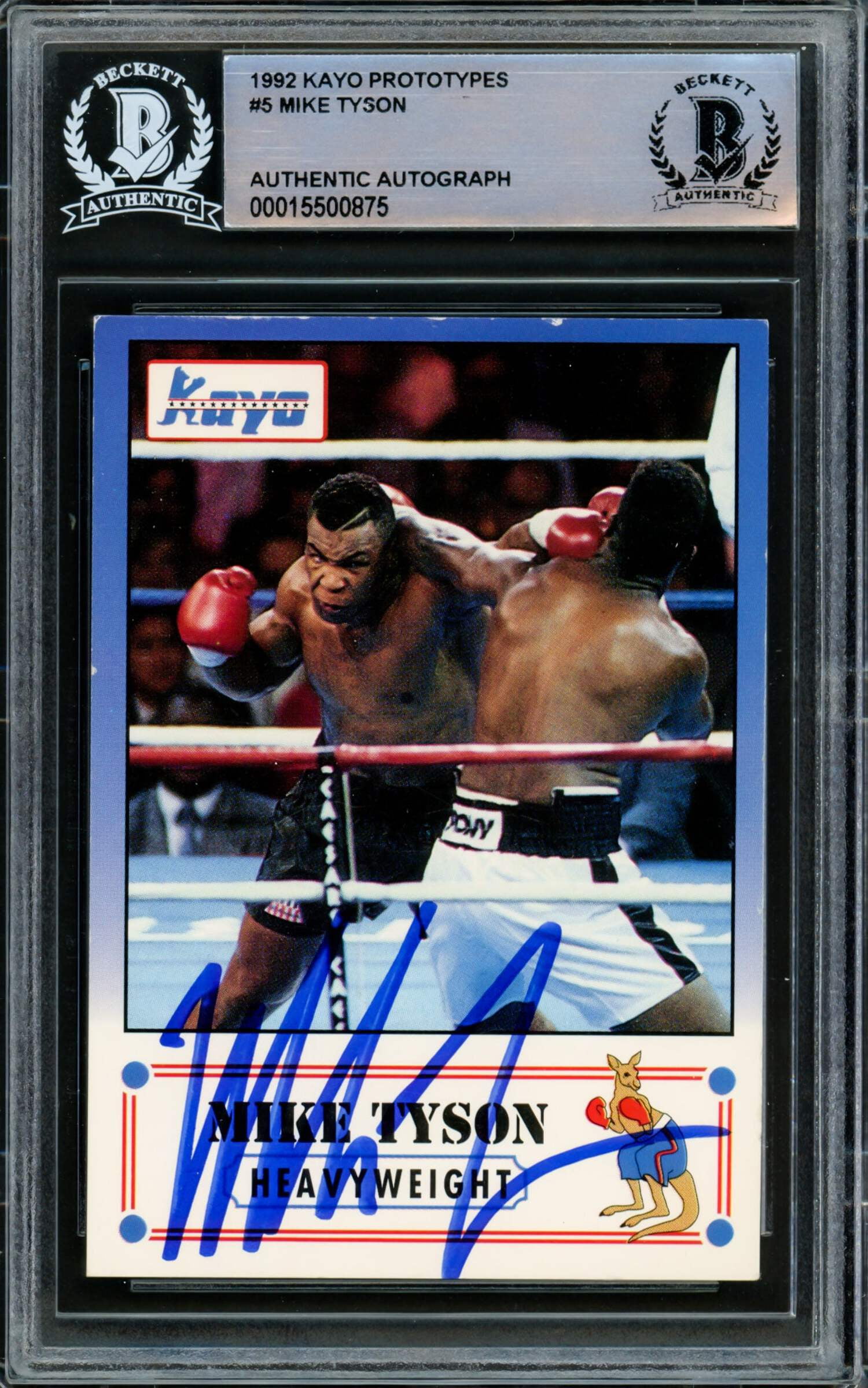 Mike Tyson Autographed 1992 Kayo Prototype Card #5 Beckett BAS ...