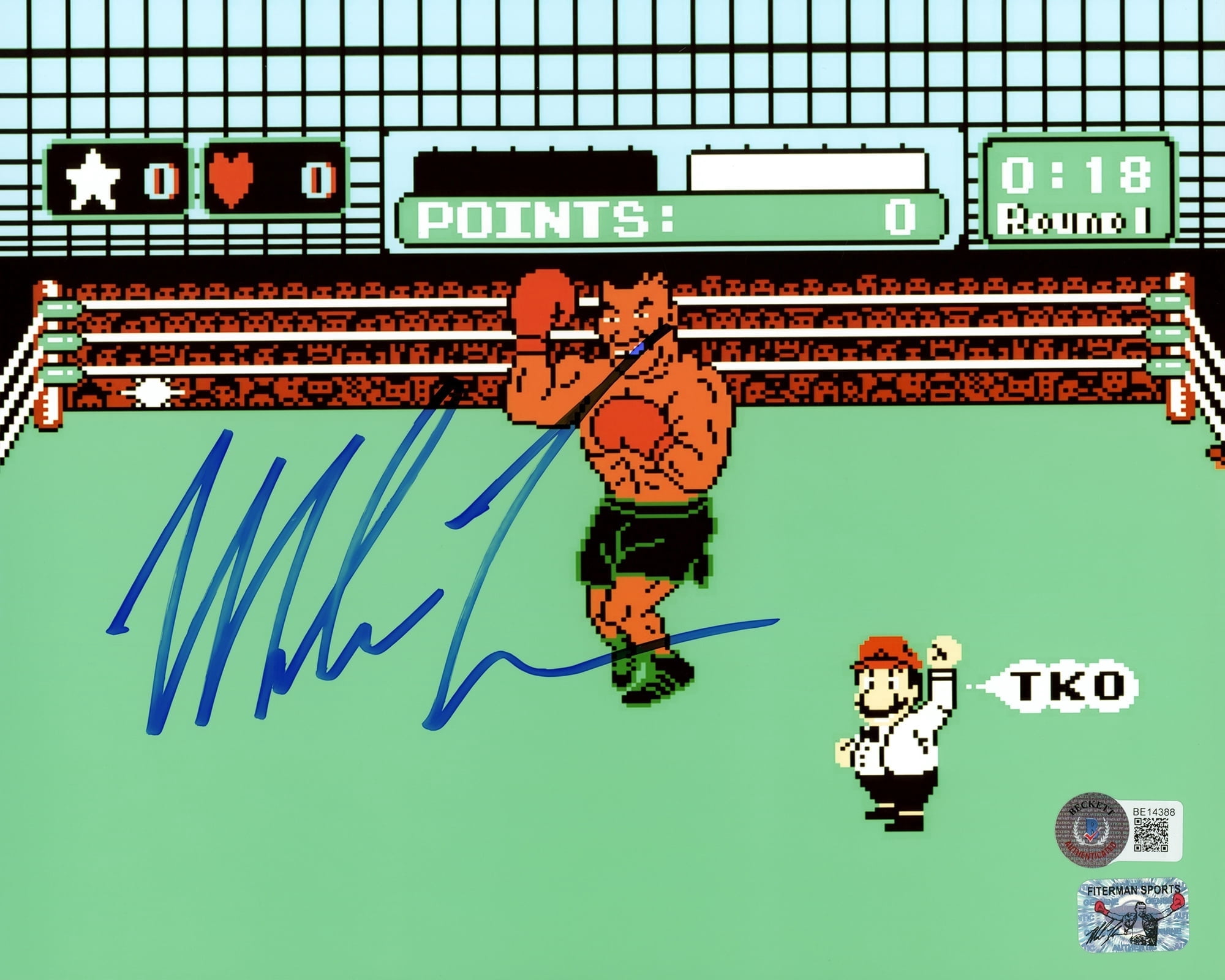 Mike Tyson Autographed 8x10 Photo Punch Out In Blue Beckett BAS 202431 ...