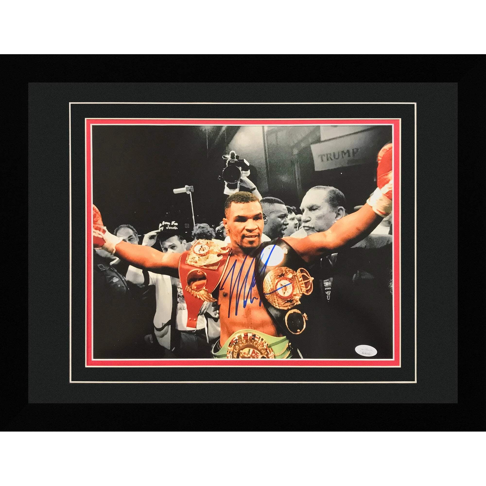 Mike Tyson Autographed Boxing (Spotlight with 3 Title Belts) Deluxe ...