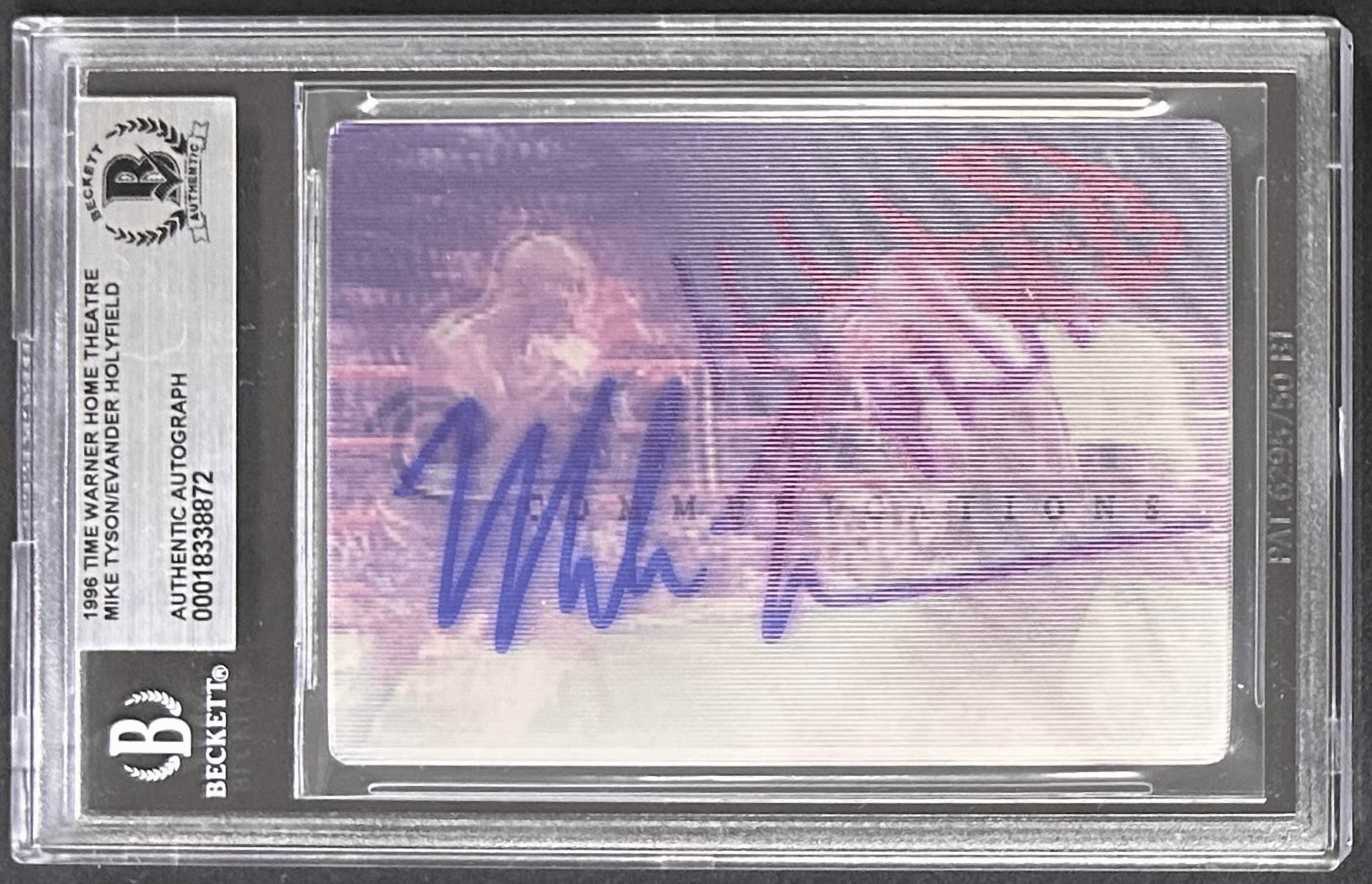 Mike Tyson Evander Holyfield Signed 1996 Time Warner Card /15,000 BAS ...