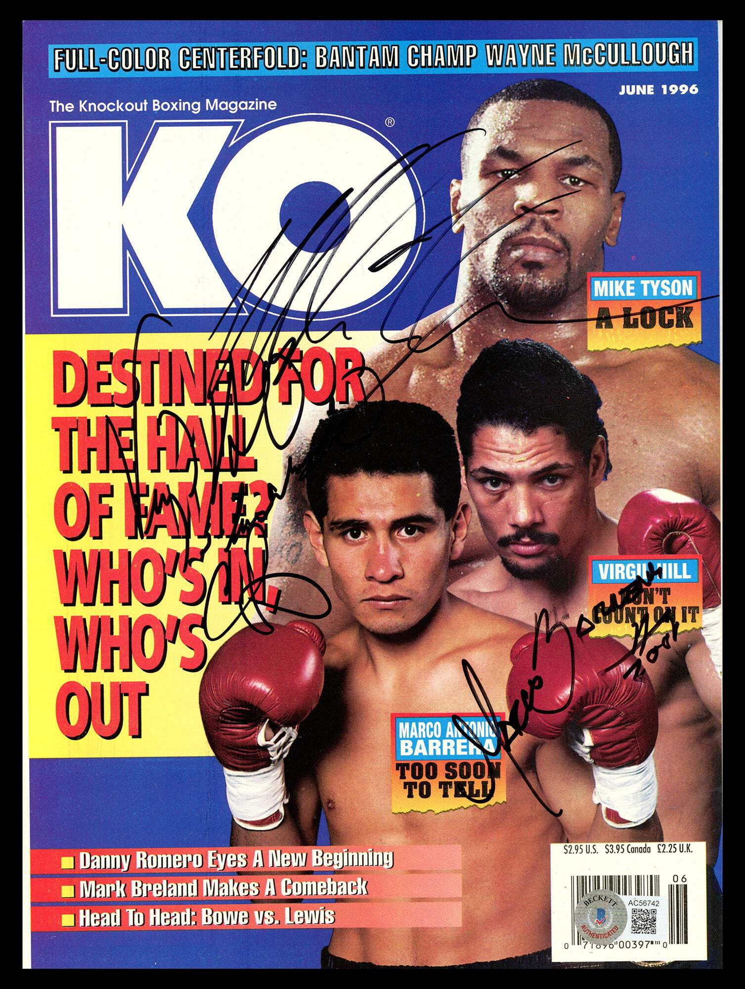 Mike Tyson, Marco Antonio Barrera Virgil Hill Autographed KO Magazine ...
