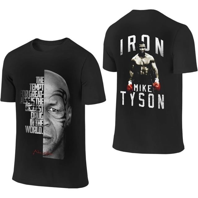 Mike Tyson Mens T Shirt Cotton Sleeve Crewneck T-Shirt Classic Graphic ...
